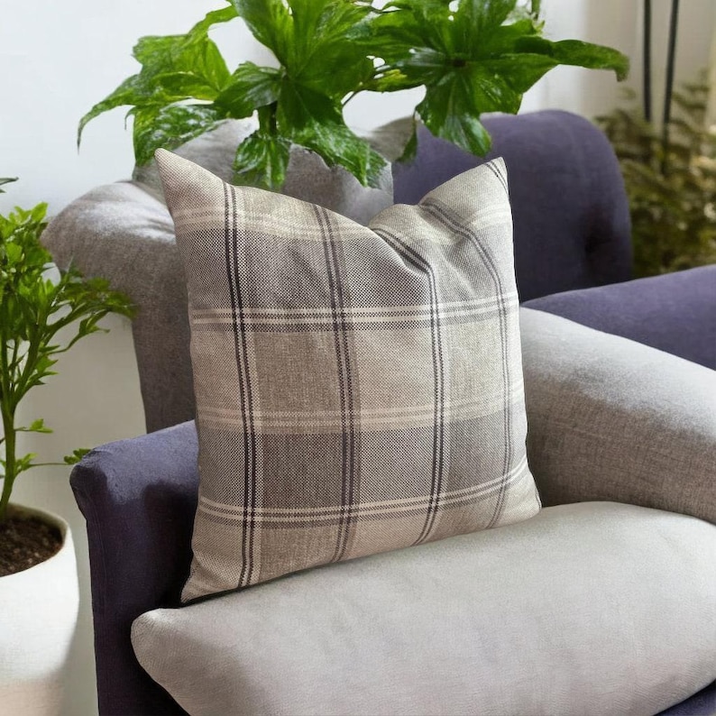 Neutral Throw Pilllow, Beige Plaid Pillow, Boho Home Decor, Taupe Brown ...