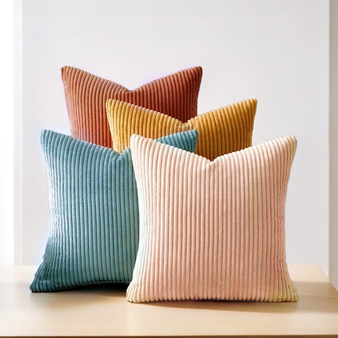 Corduroy Velvet Pillow, Striped Throw Pillow, Corded Velvet Cushion ...