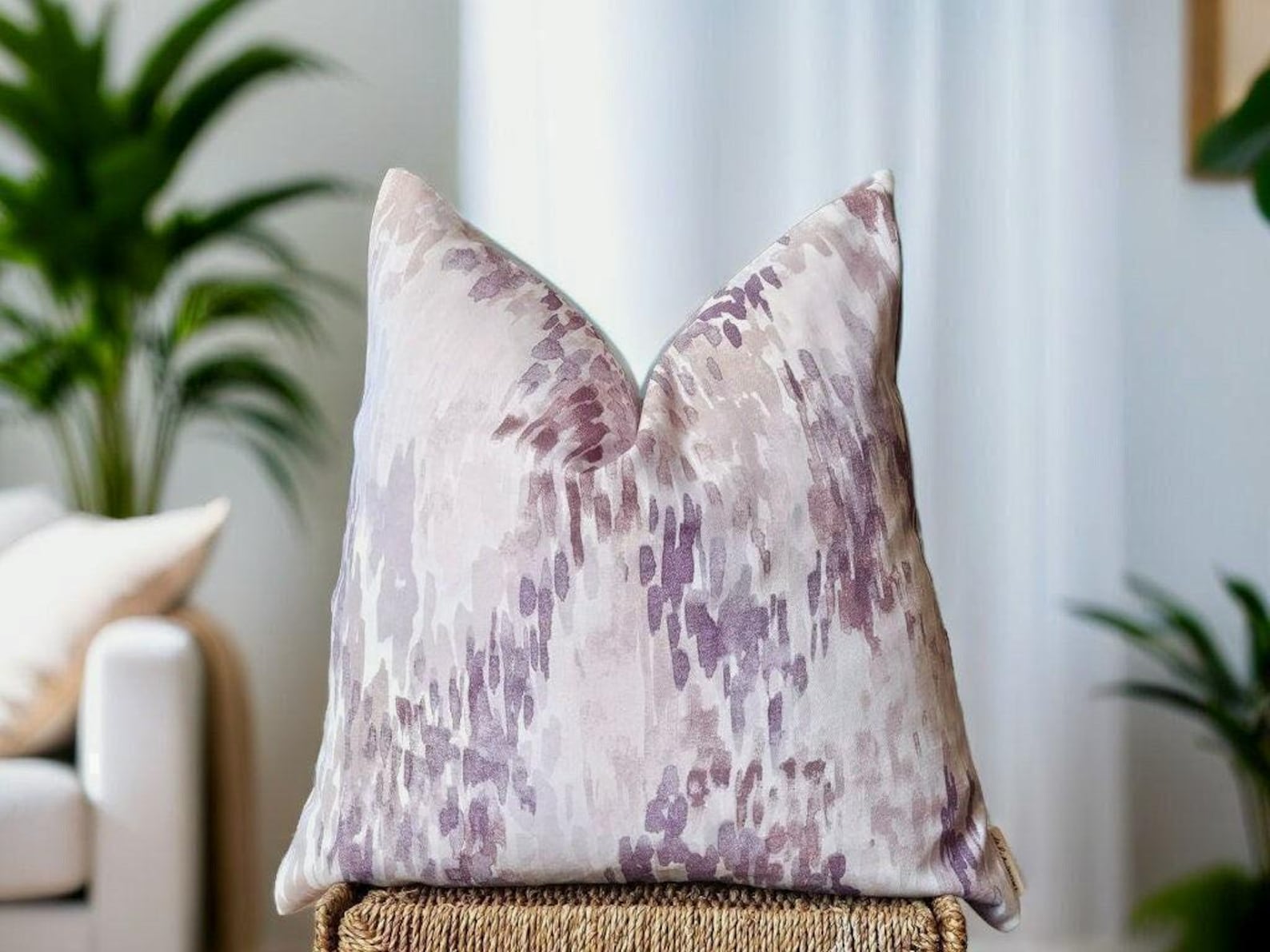 Lilac White Pillow, Lavender Lines Cushion, Purple Throw Pillow, Very ...