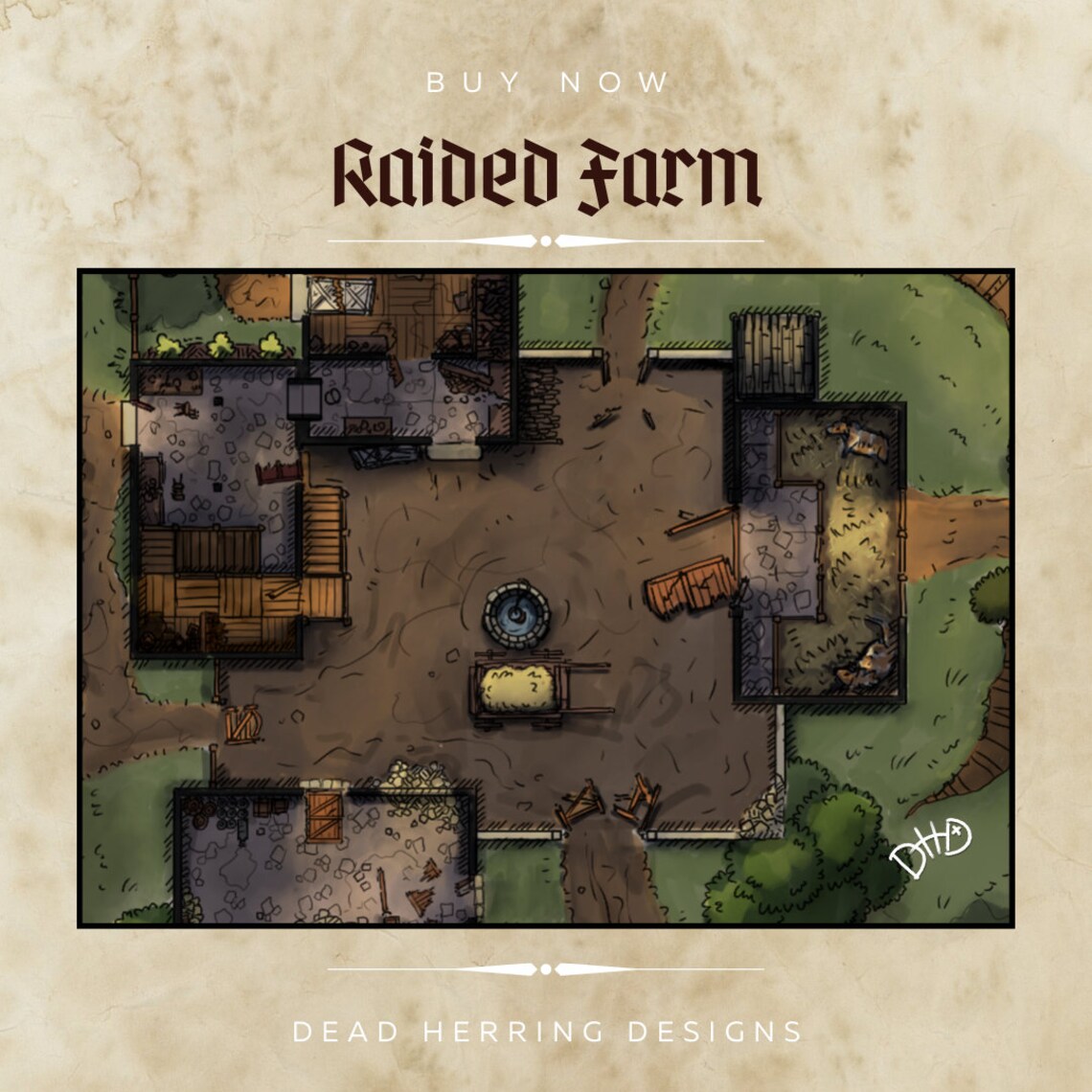 Dnd/rpg Encounter Map - Raided Farm - Etsy
