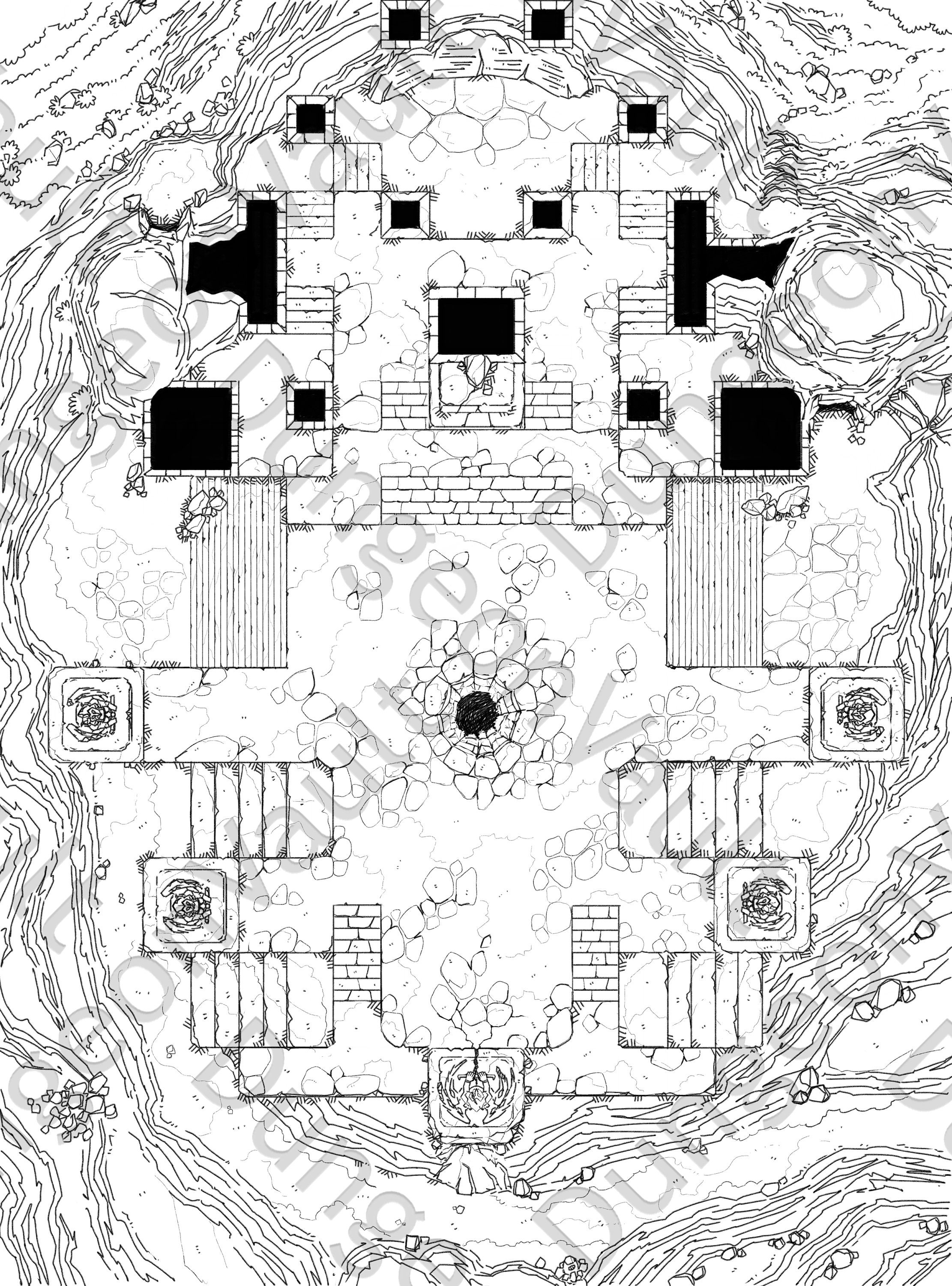 Dnd/rpg Encounter Maps - Temple Ruins + Dungeon Bundle - Etsy