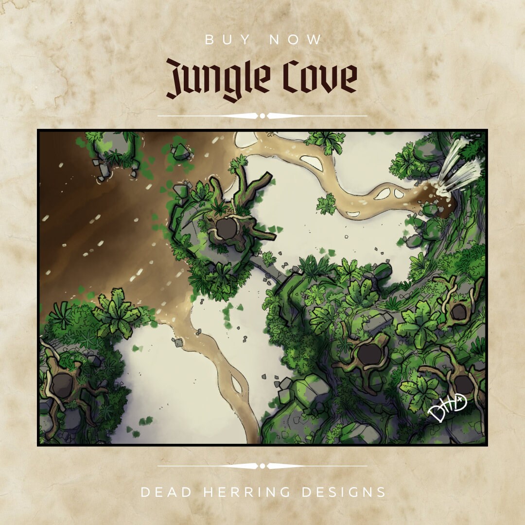 Dnd/rpg Encounter Map - Jungle Cove - Etsy