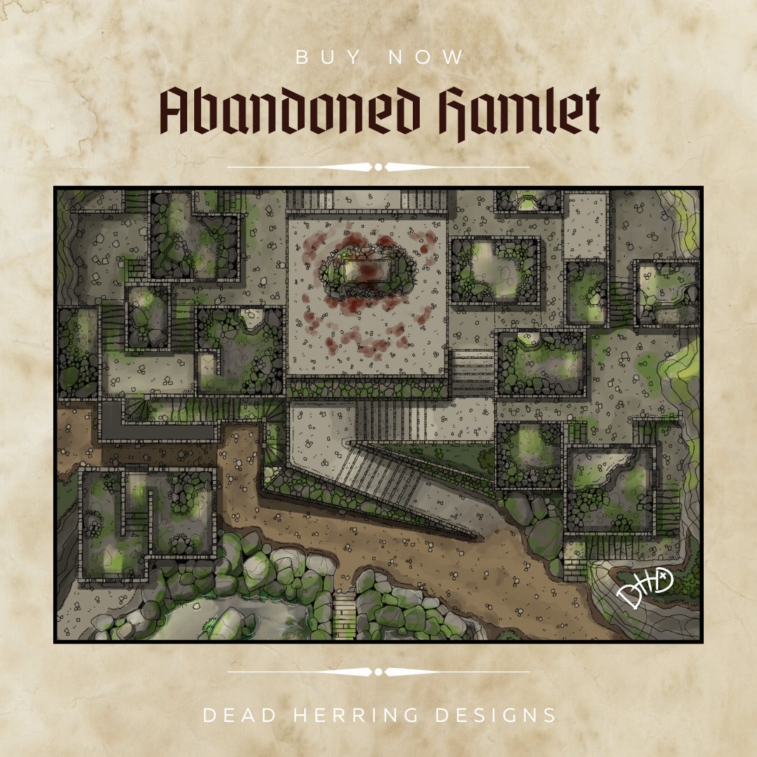 Dnd/rpg Encounter Map - Abandoned Hamlet - Etsy