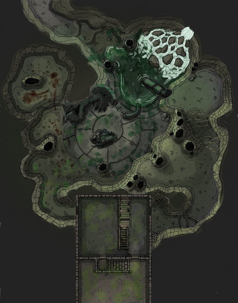Dnd/rpg Encounter Maps - the Cavern Temple - Etsy