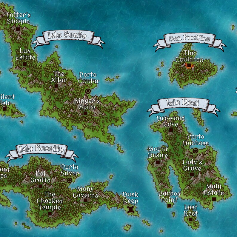 Dnd/rpg Region Maps Azure Isles Bundle - Etsy
