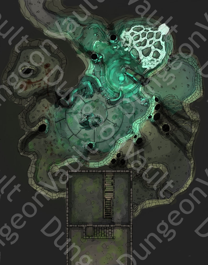 Dnd/rpg Encounter Maps - the Cavern Temple - Etsy