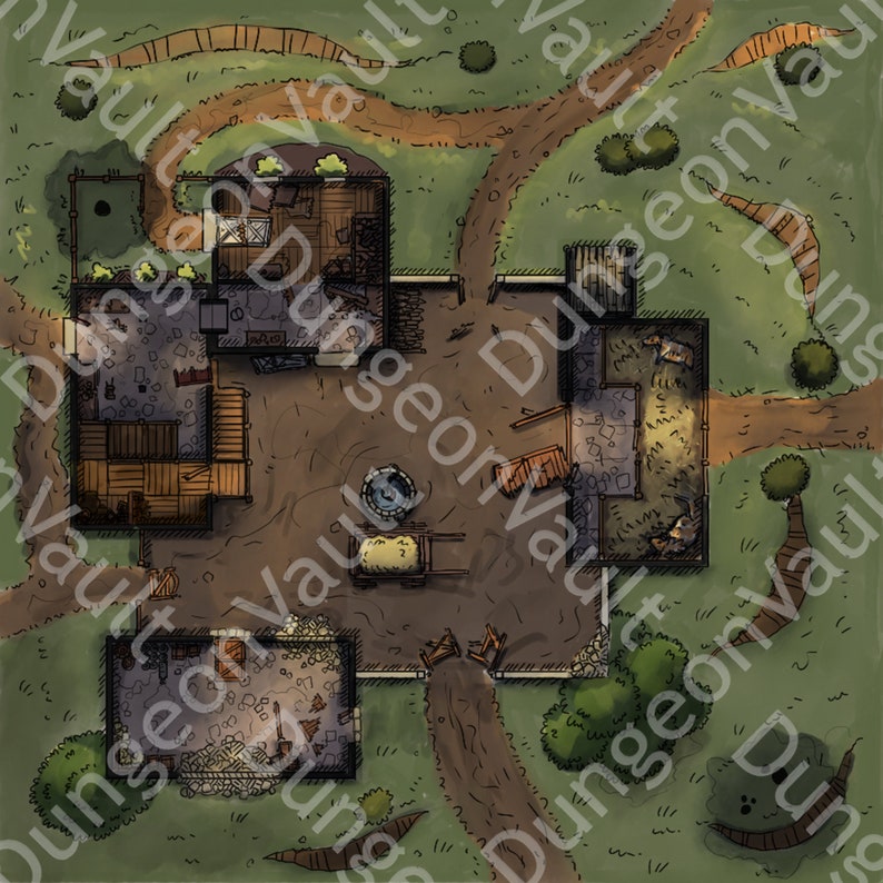 Dnd/rpg Encounter Map - Raided Farm - Etsy