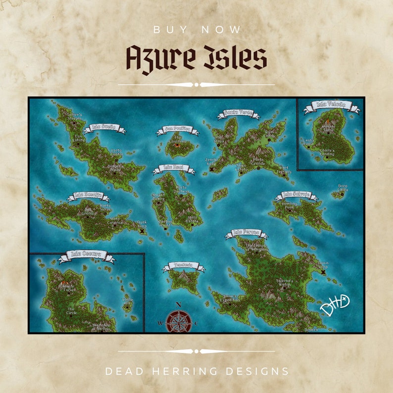 Dnd/rpg Region Maps - Azure Isles Bundle - Etsy