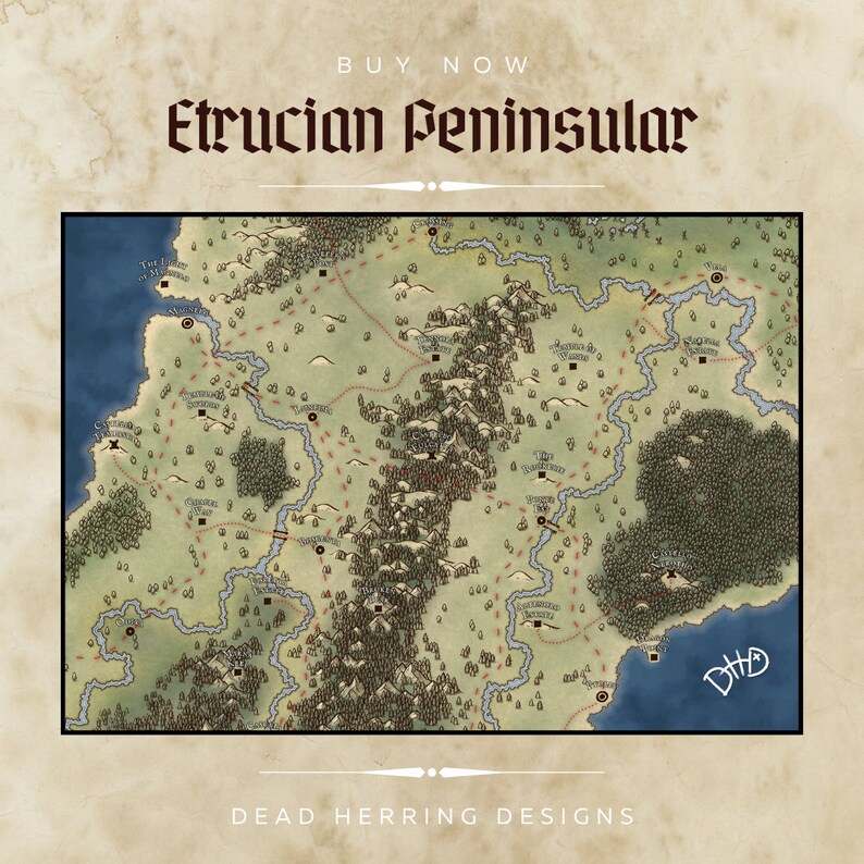 Dnd/rpg Region Maps - Etrucian Peninsular Bundle - Etsy