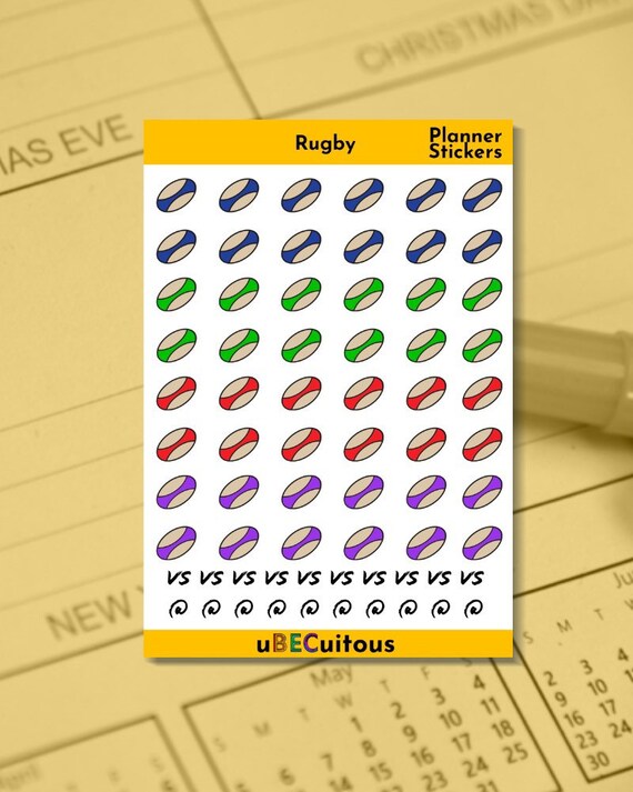 Materials Rugby Planner Stickers Rugby Ball Icon Sticker Sheet Craft ...
