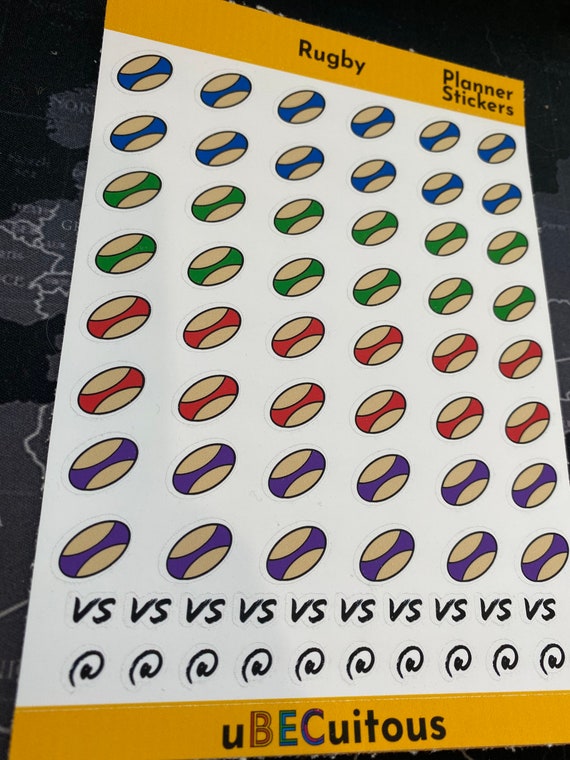 Materials Rugby Planner Stickers Rugby Ball Icon Sticker Sheet Craft ...
