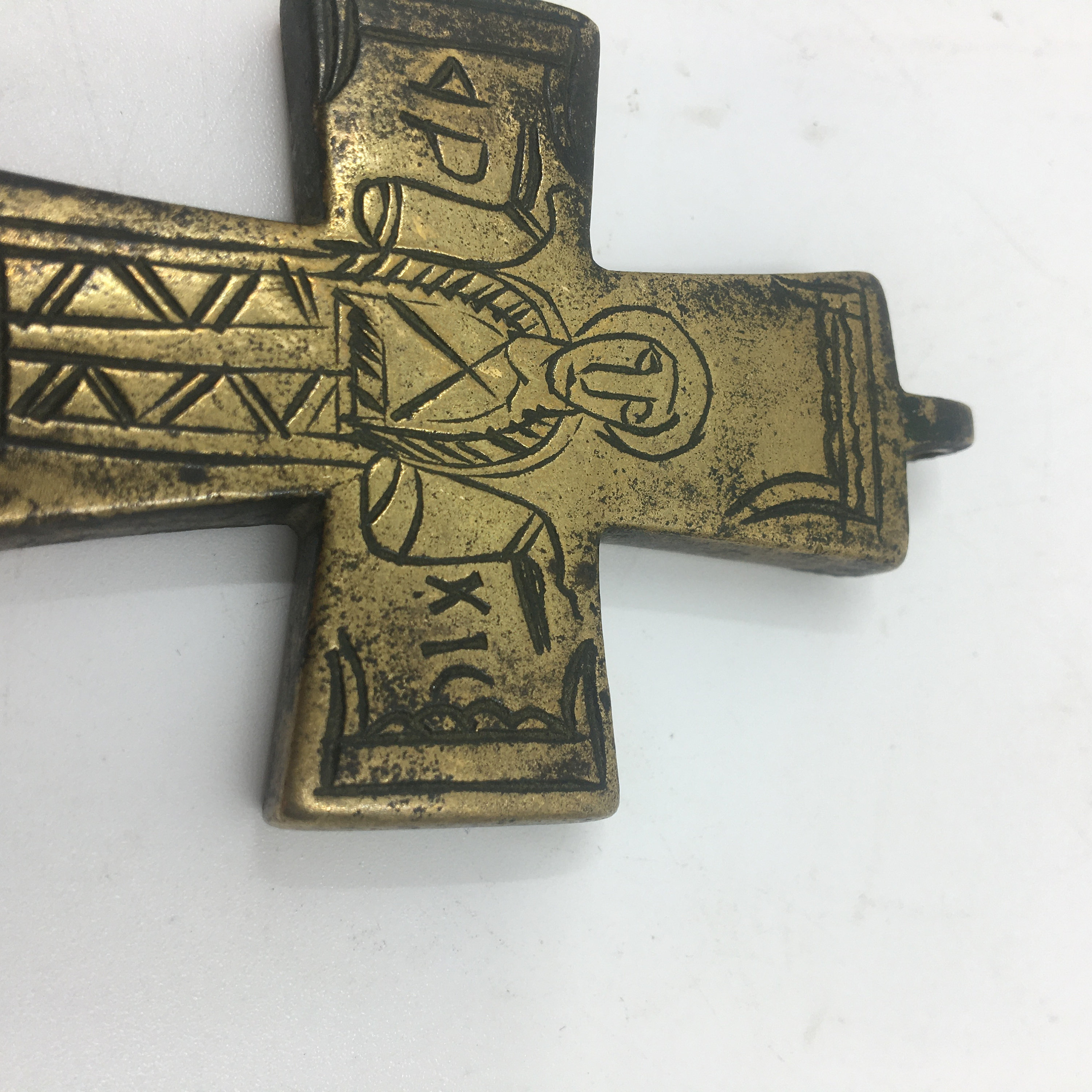 Vintage Brutalist Folk Art Etched Brass Crucifix Iconography - Etsy