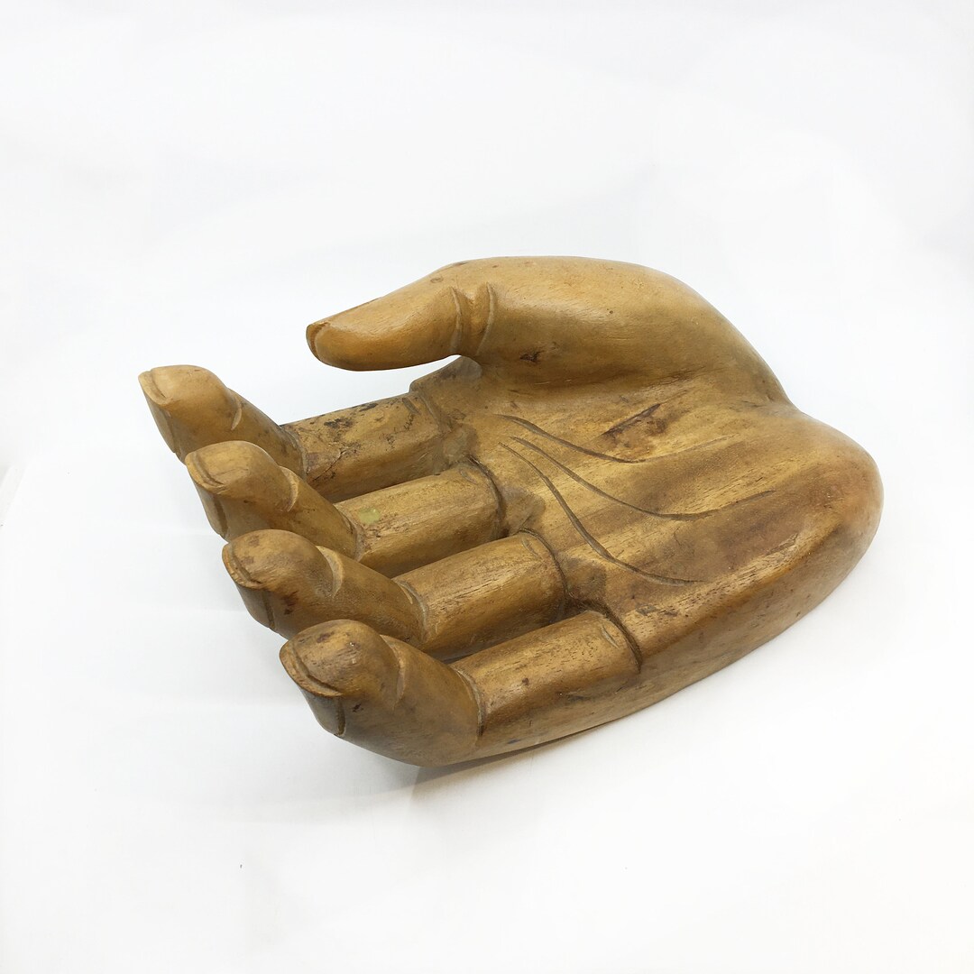 Giant Vintage Hand-carved Hand Sculpture Bohemian Woodwork Home Decor ...