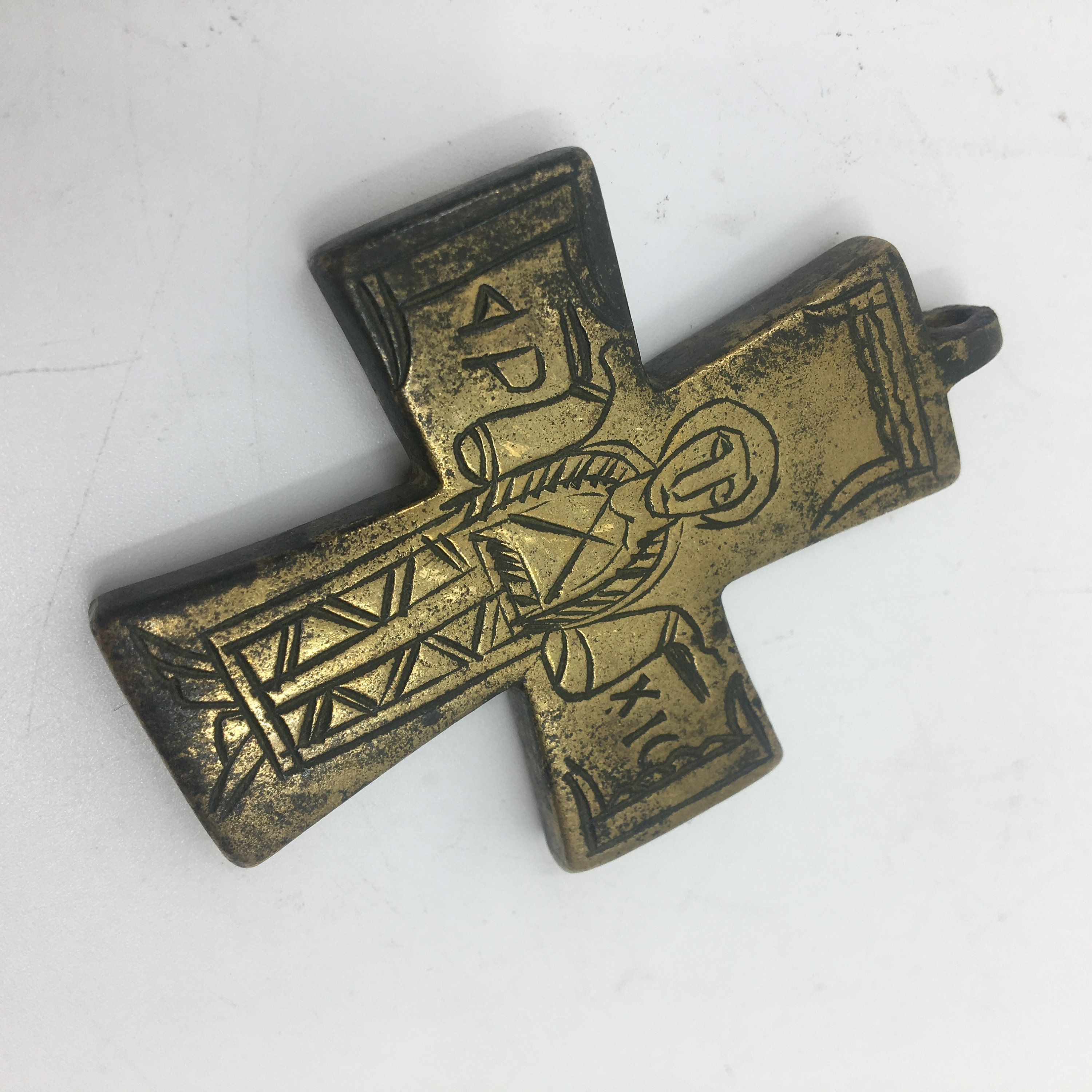 Vintage Brutalist Folk Art Etched Brass Crucifix Iconography - Etsy