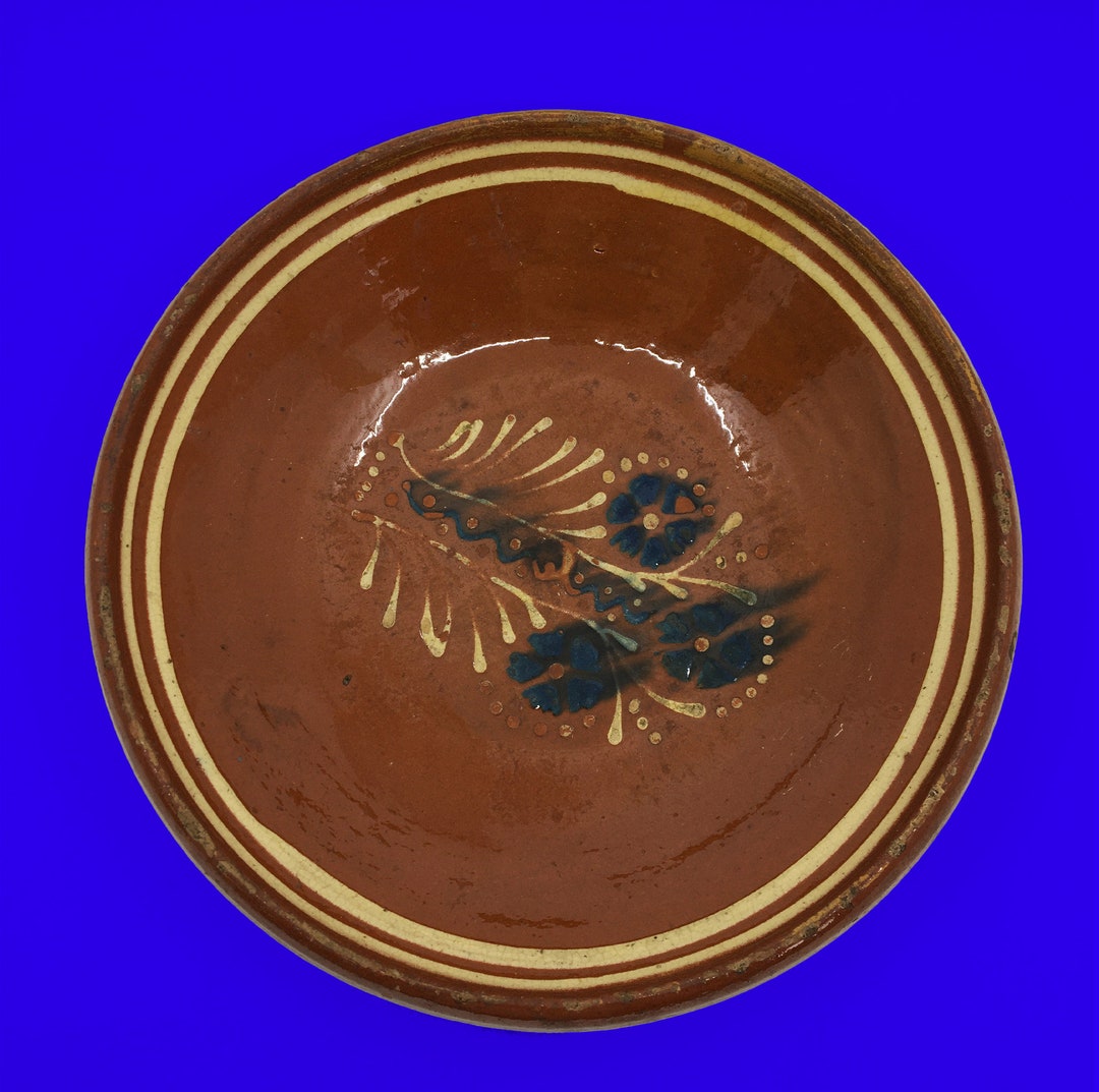 Antique Slipware Hand Painted French Terracotta Charger Plate - Etsy