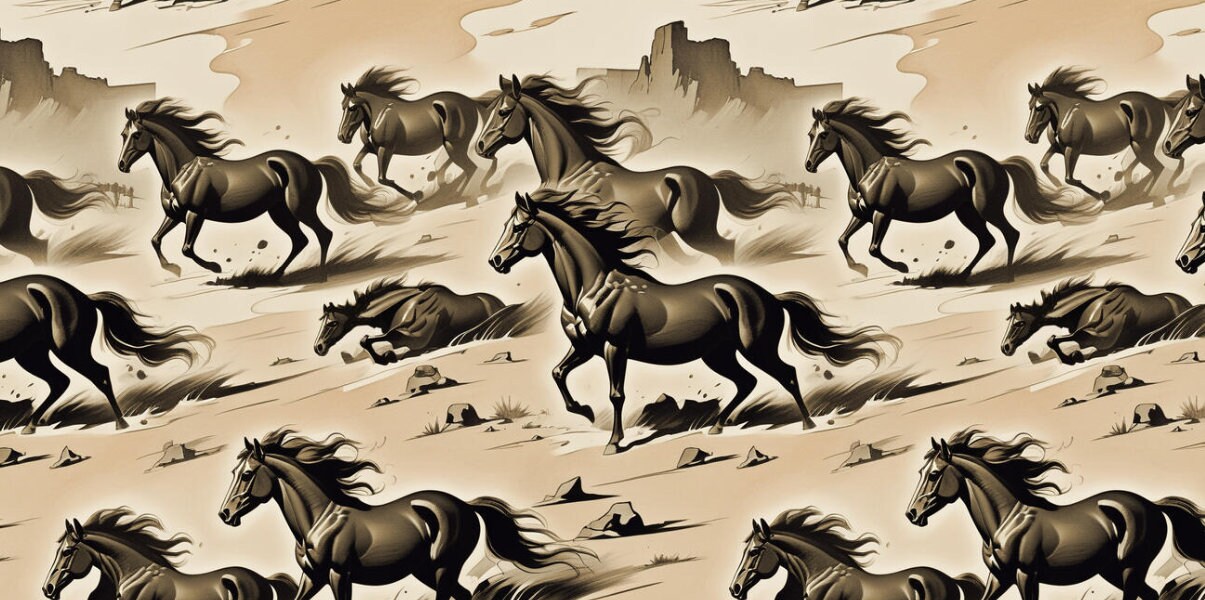 Wild Horses Seamless Design - Etsy