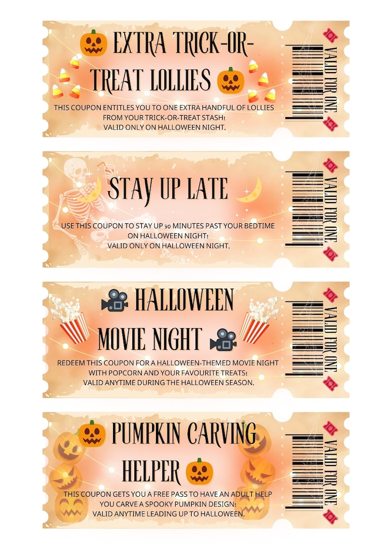 31 Printable Halloween Coupons for Kids | Digital Download | Fun ...