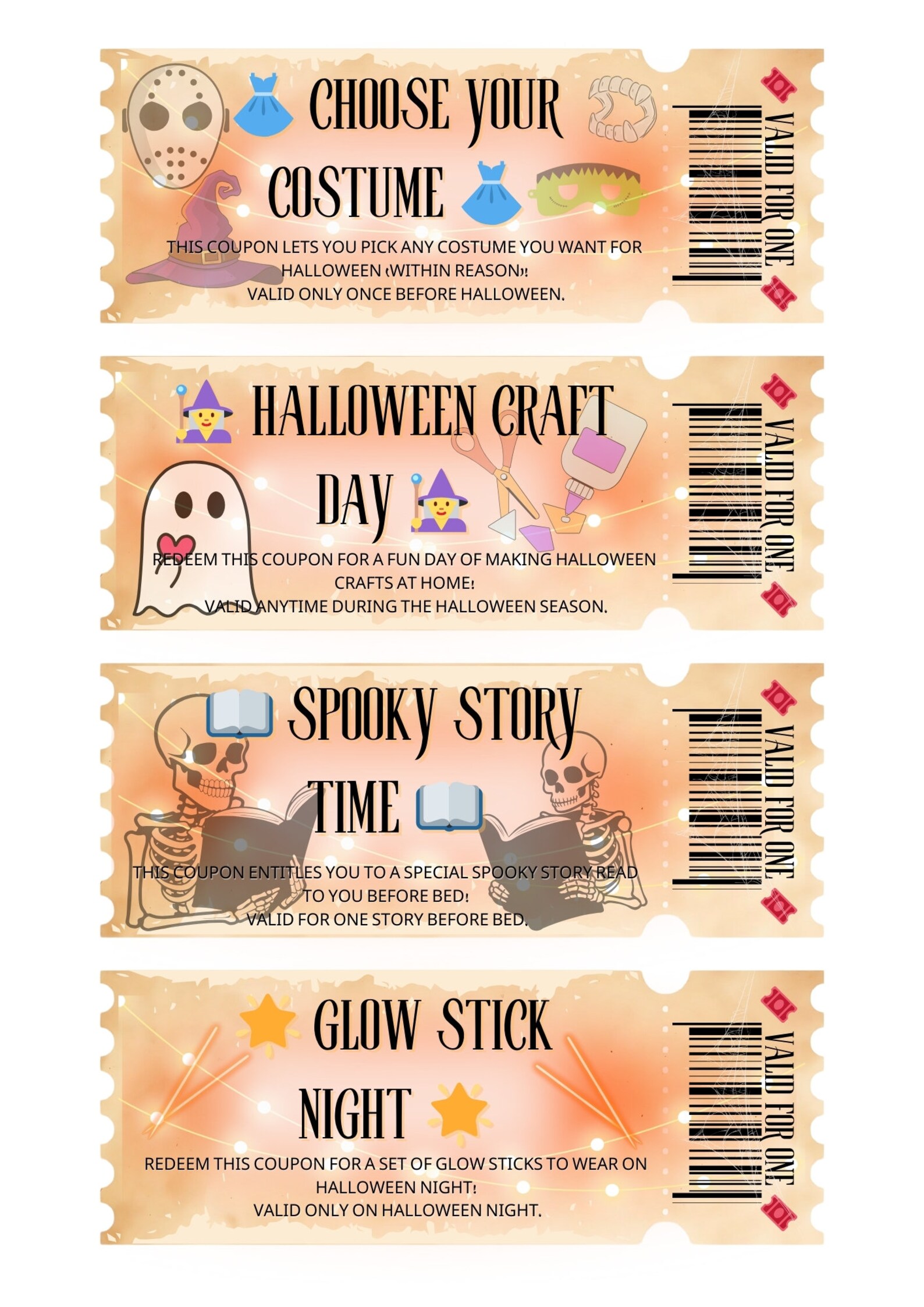 31 Printable Halloween Coupons for Kids | Digital Download | Fun ...