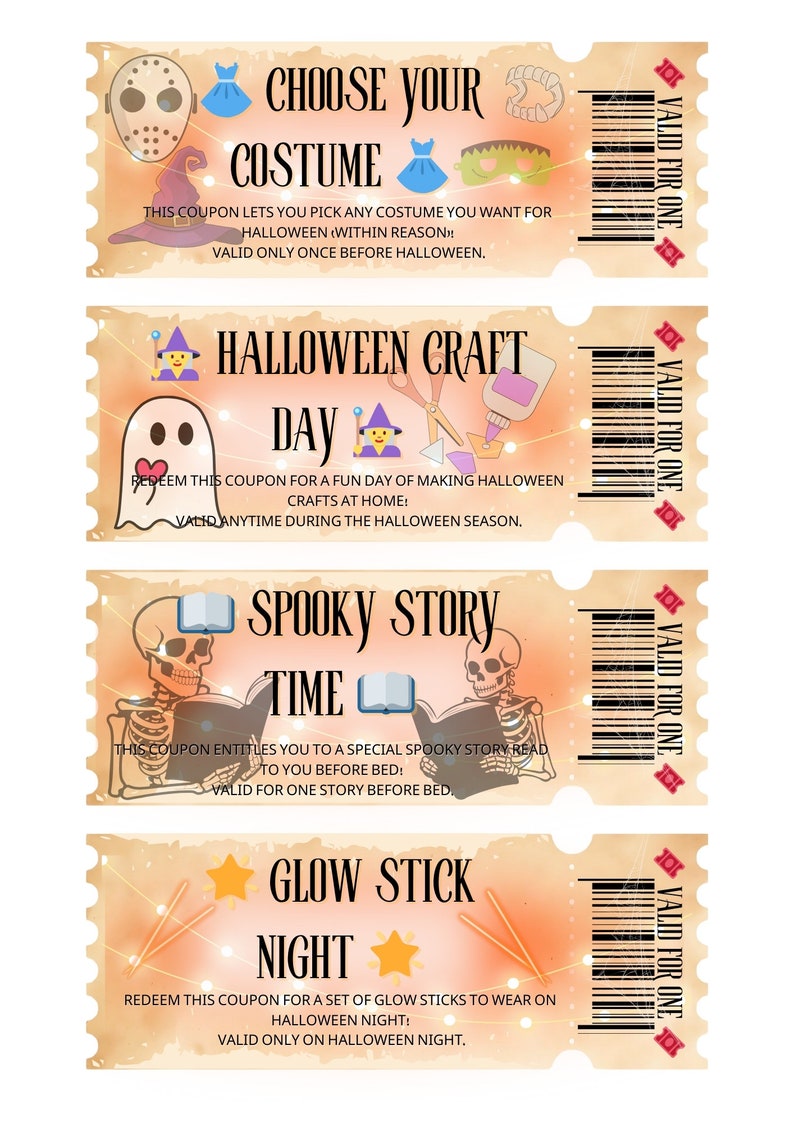 31 Printable Halloween Coupons for Kids | Digital Download | Fun ...
