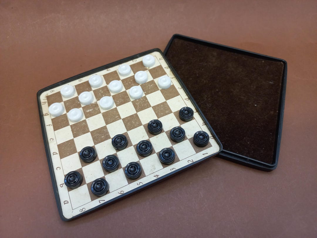 Soviet Vintage Travel Checkers, Board Game USSR, Magnetic Mini Checkers ...