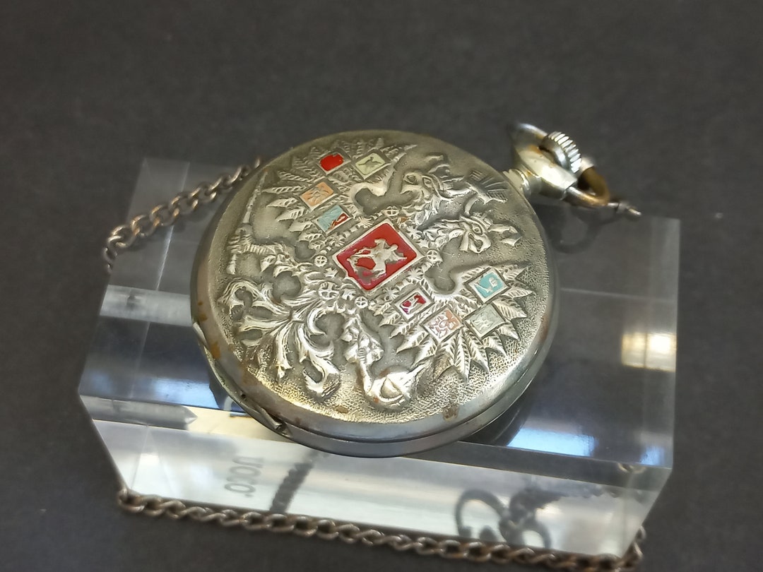 Soviet Vintage Pocket Watch Molnija, USSR Mechanical Pocket Watch ...