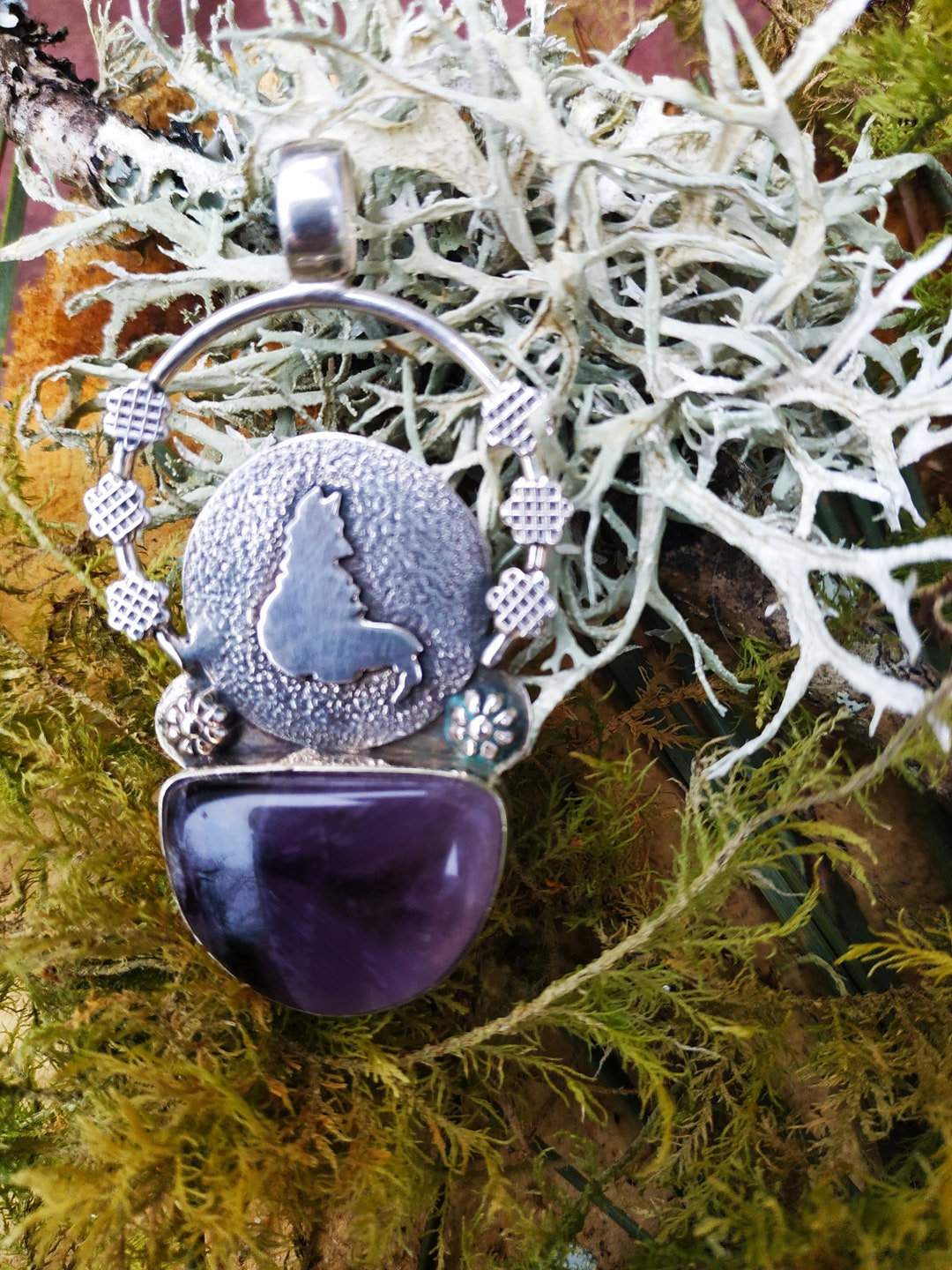 Handmade Sterling Silver Fox and Amethyst Gemstone Pendant. February ...
