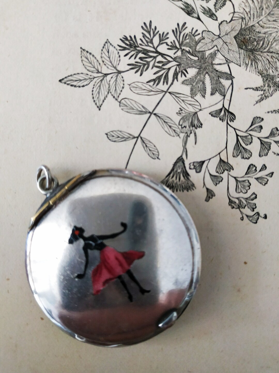 Antique Alpacca German Enamel Locket, Art Deco Locket, Jugendstil ...