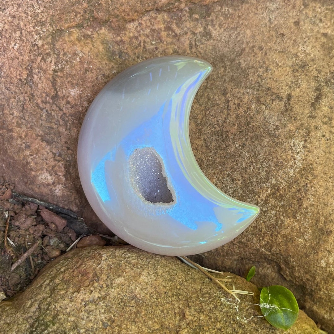 Angel Aura Agate Moon Crescent Moon Moon Crystal Moon - Etsy