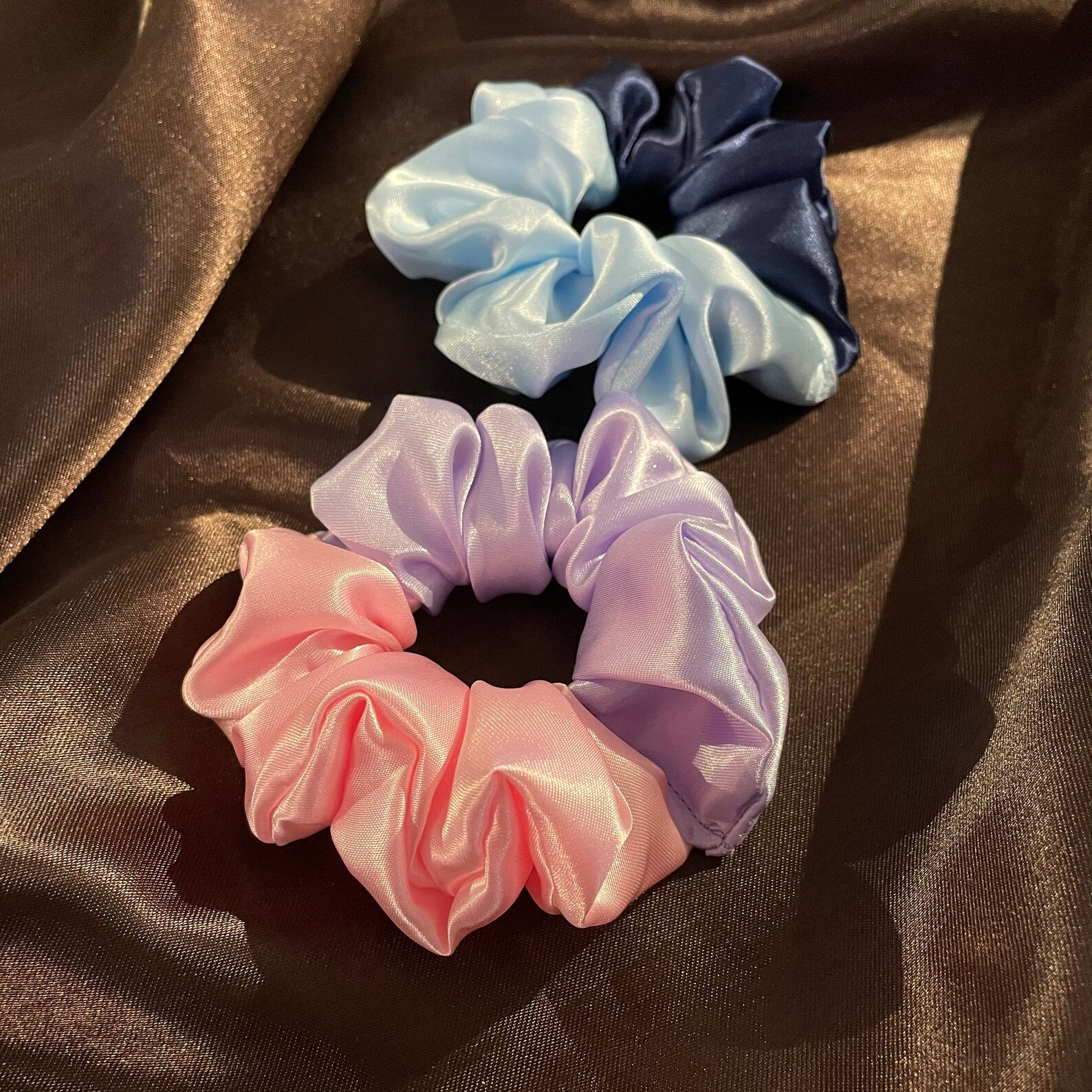 Two Tone Satin Silky Scrunchie | Etsy