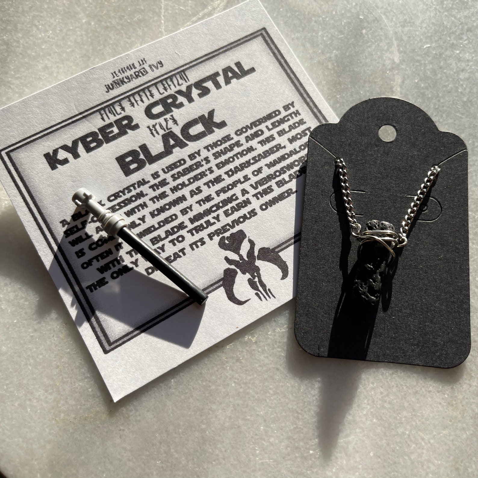 Darksaber and Beskar Steel Kyber Crystal Jewelry Set - Etsy
