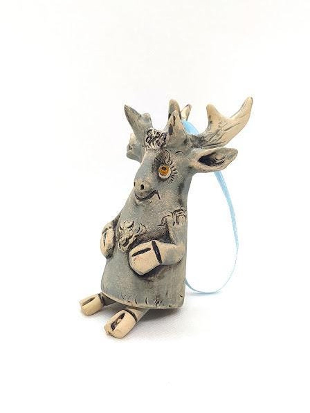 Ceramic Figurine Bell Gray Deer, Made in Ukraine, Animals Figurine ...