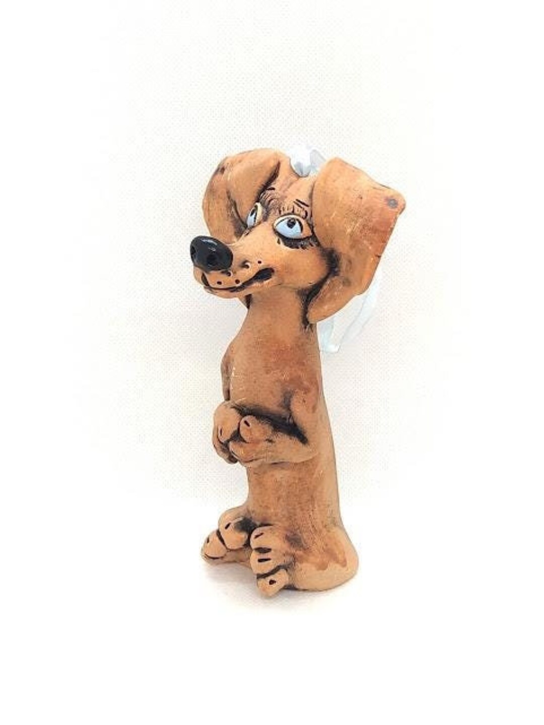 Ceramic Figurine Bell Red Dachshund Dog, Ceramic Bell, Handmade Bell ...