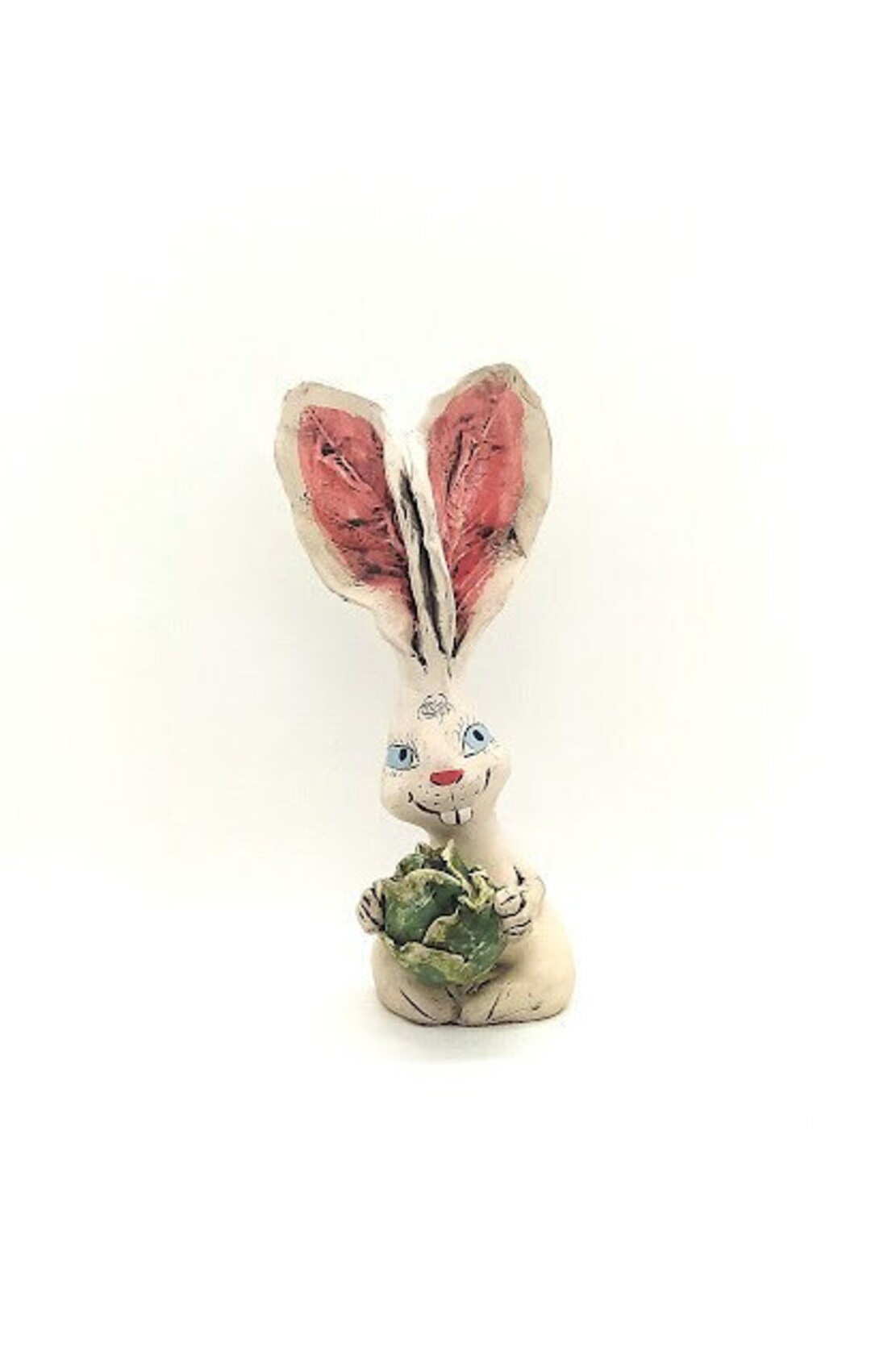 White Rabbit Ceramic Figurine, Bunny, Handmade Pottery Sculpture ...