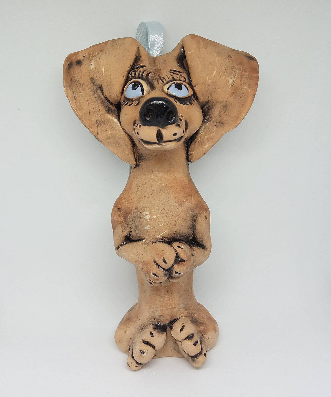 Ceramic Figurine Bell Red Dachshund Dog, Ceramic Bell, Handmade Bell ...