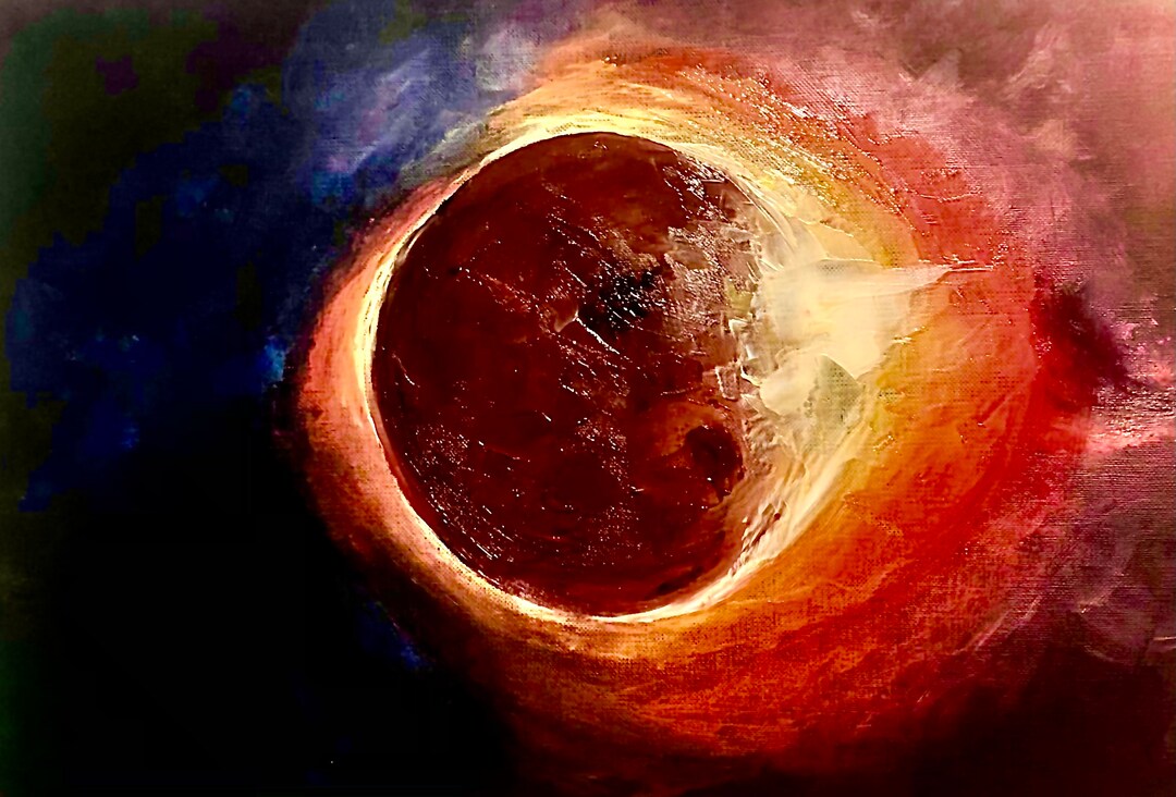 Total Solar Eclipse.solar Eclipse Oil on Canvas Wall Art Decor - Etsy