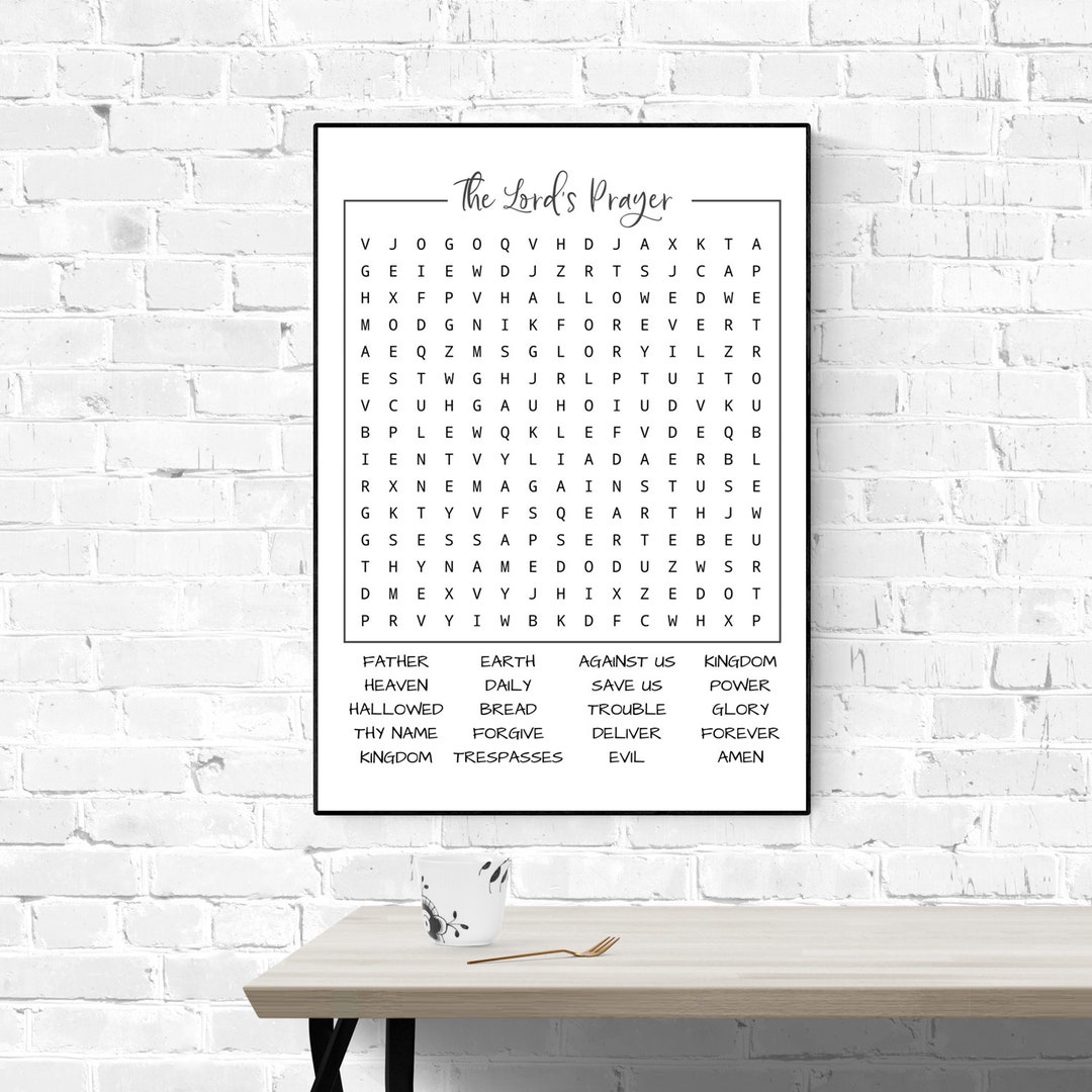 Christian Wall Art / Word Search / Home Decor / the Lord’s Prayer ...