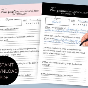 Timothy's Keller Five Questions of Bible Study. Bible Journaling ...