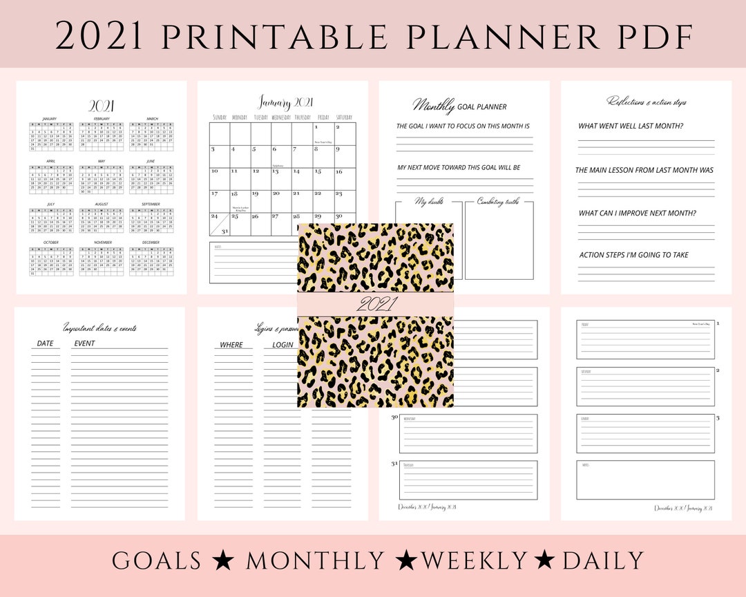 2021 Printable Planner, 2021 Planner Weekly and Monthly, Goal Planner ...