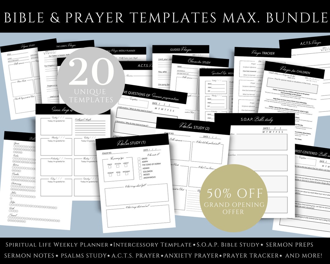 Bible & Prayer Bundle: KDP Commercial Use. Bible Journaling Templates ...