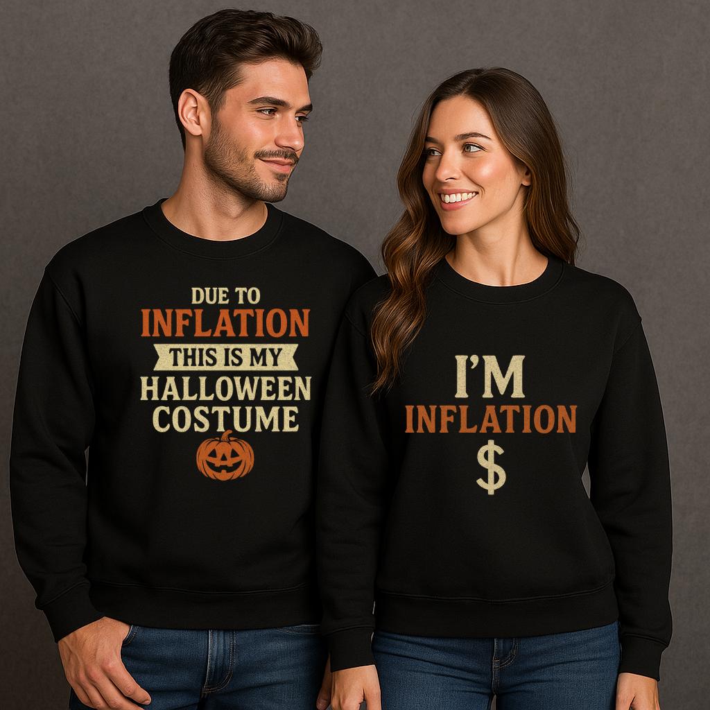 Funny Couples Halloween Costume Sweatshirt - Inflation Couples Matching ...