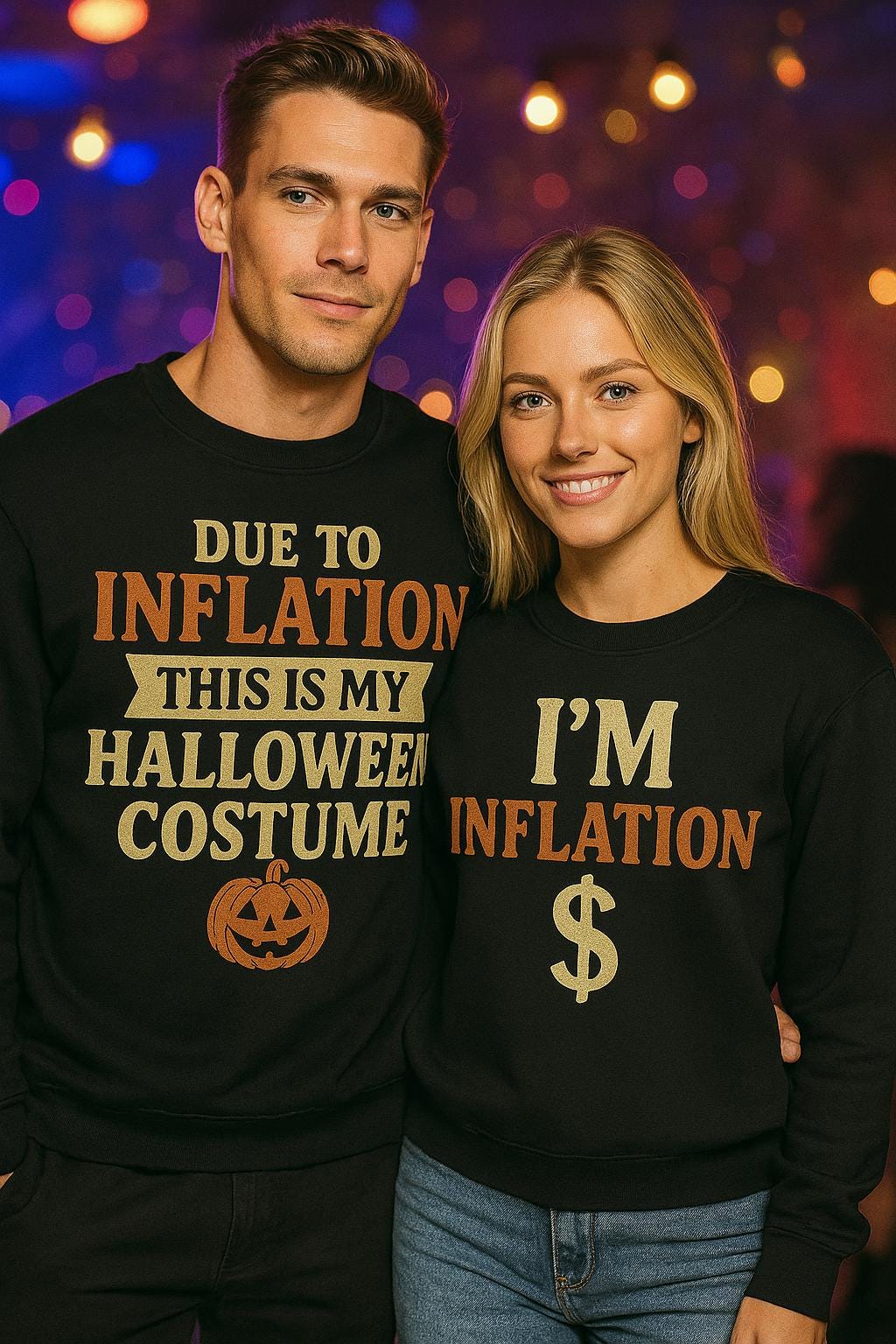Funny Couples Halloween Costume Sweatshirt - Inflation Couples Matching ...