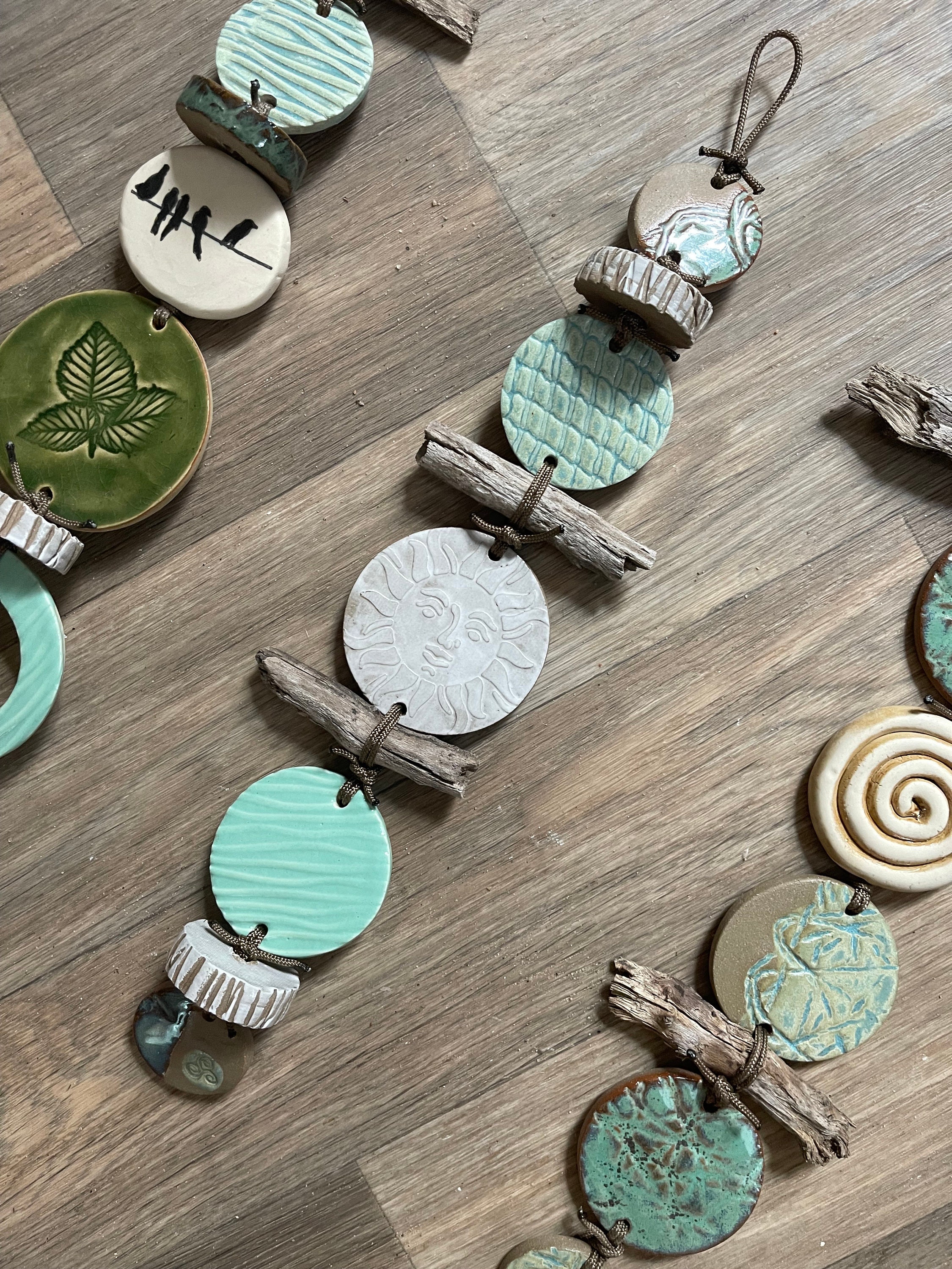 Hanging Ceramic Wall Totem With Sun Face and Blue/green Colors - Etsy