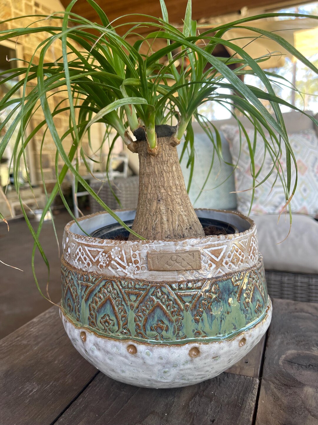 Pottery Planter, Funky Hand Built Ceramic Planter, Multiple Glazes and ...