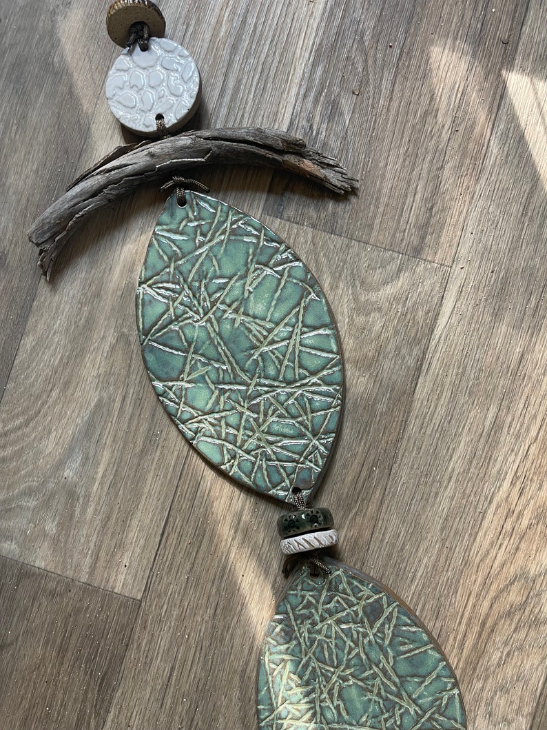 Hanging Wall Totem, Hanging Art, Textured Turquoise Glazes, 33, Unique ...