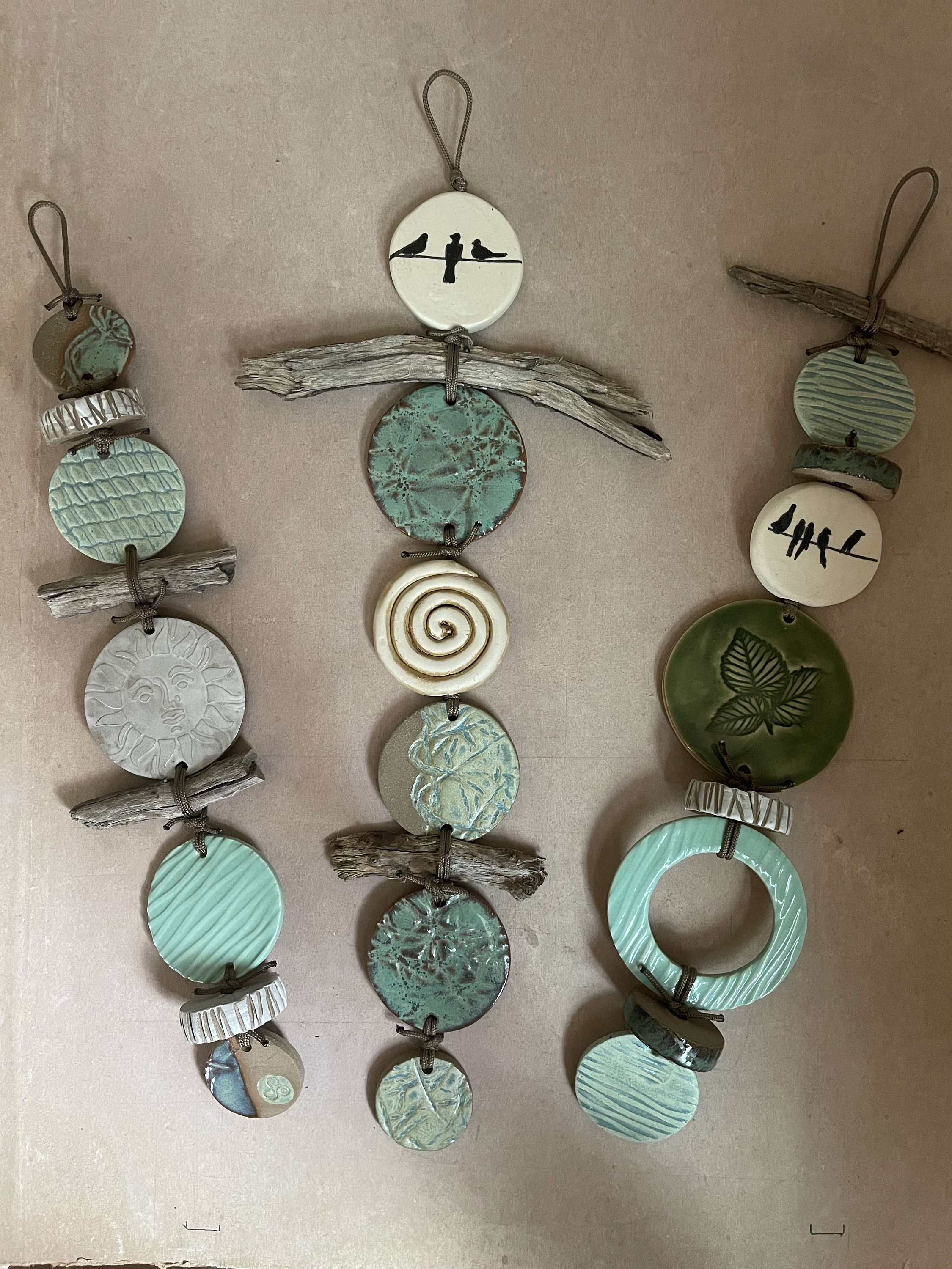 Hanging Ceramic Wall Totem With Sun Face and Blue/green Colors - Etsy