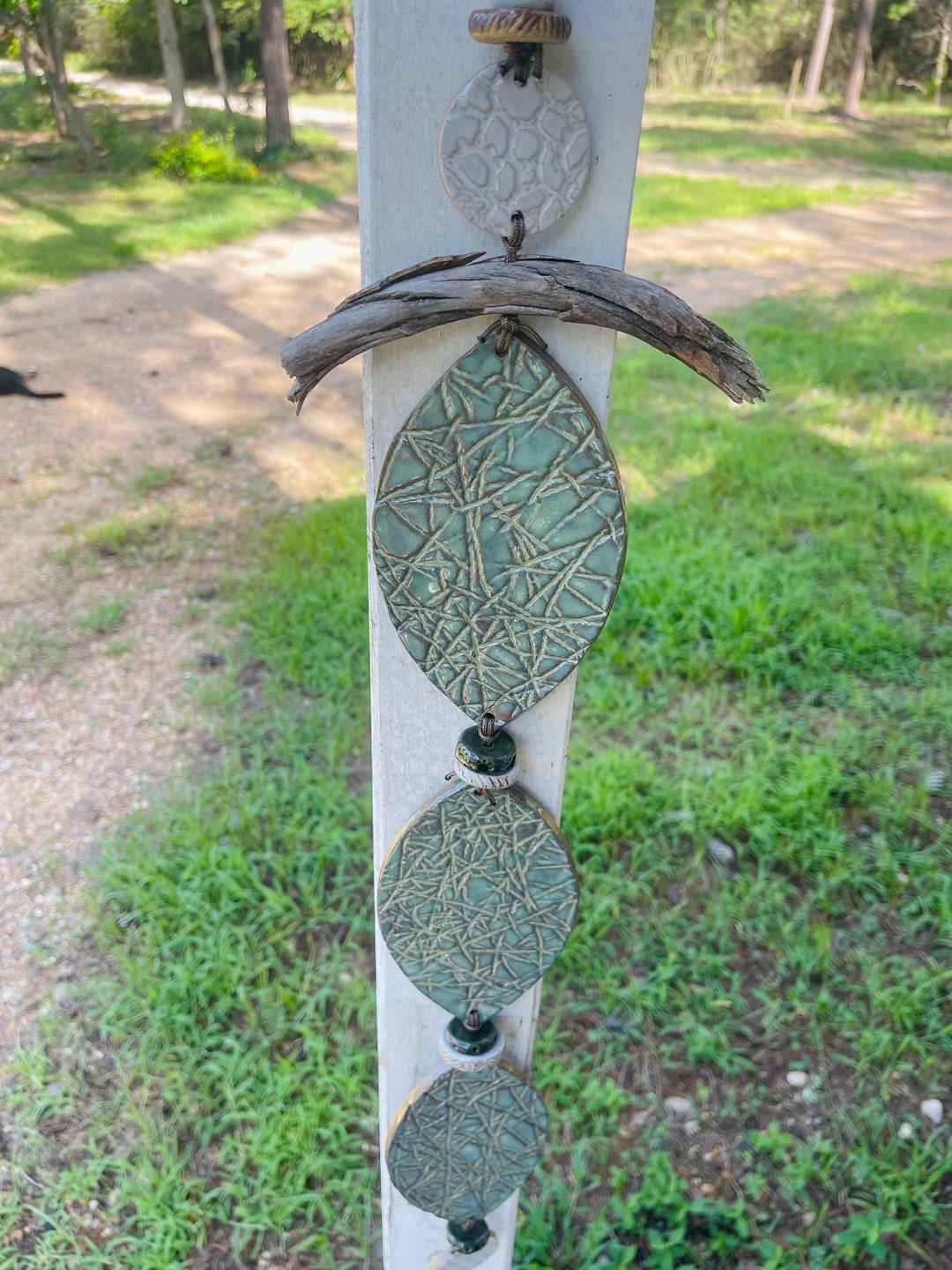 Hanging Wall Totem, Hanging Art, Textured Turquoise Glazes, 33, Unique ...