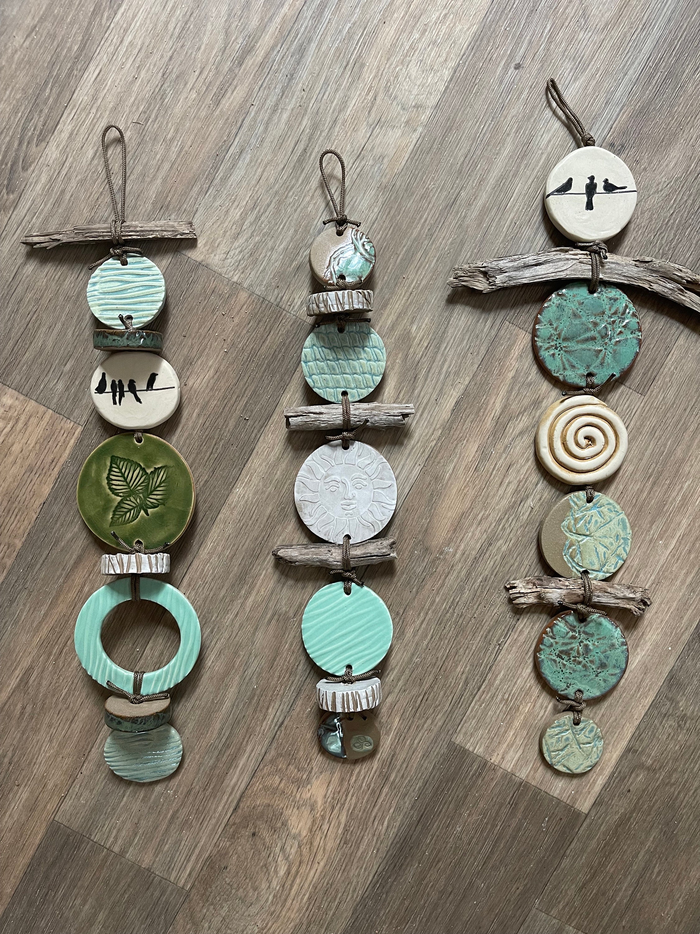 Hanging Ceramic Wall Totem With Sun Face and Blue/green Colors - Etsy