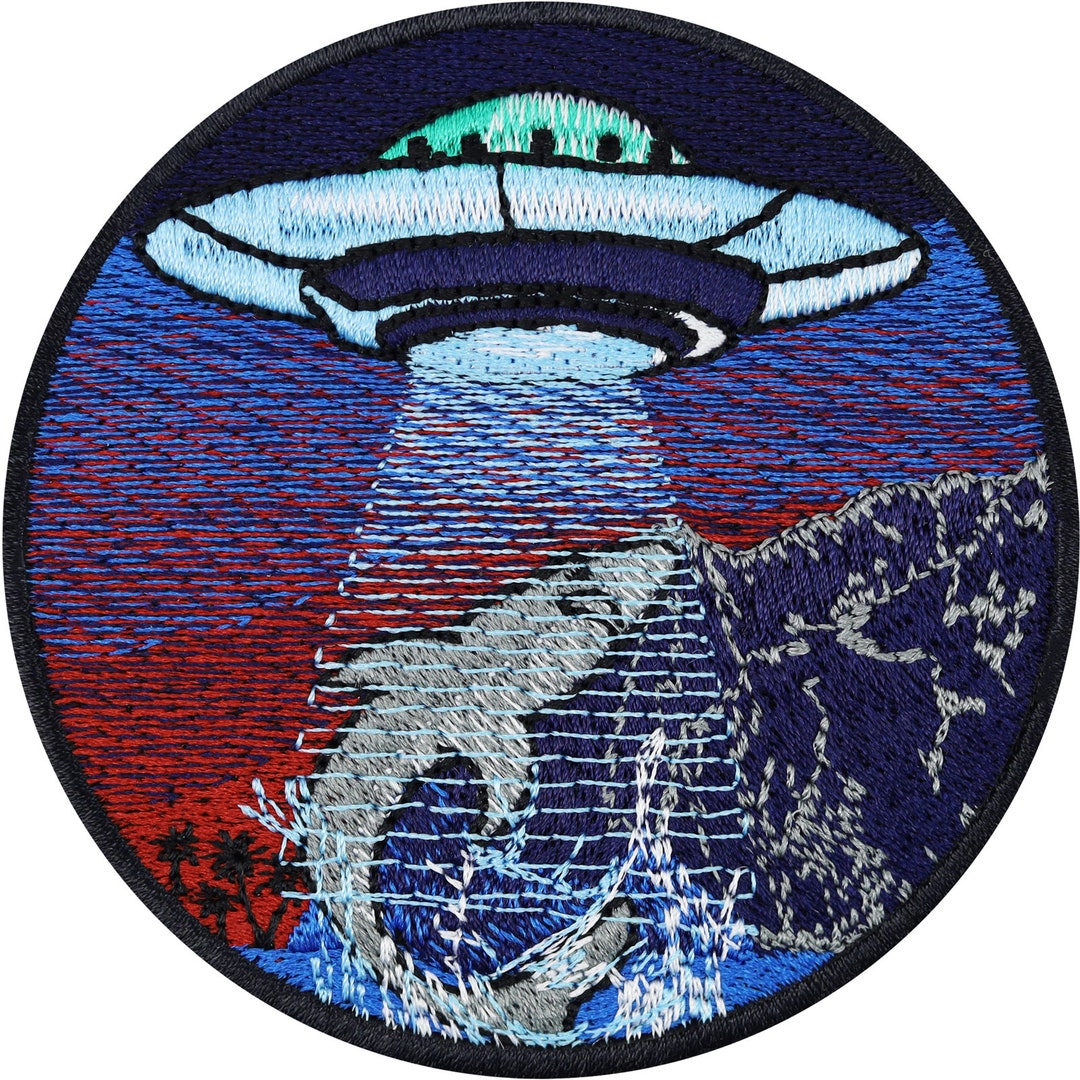 Iron-on UFO Shark Alien Save the Sharks Patch Application 80 X 80 Mm ...