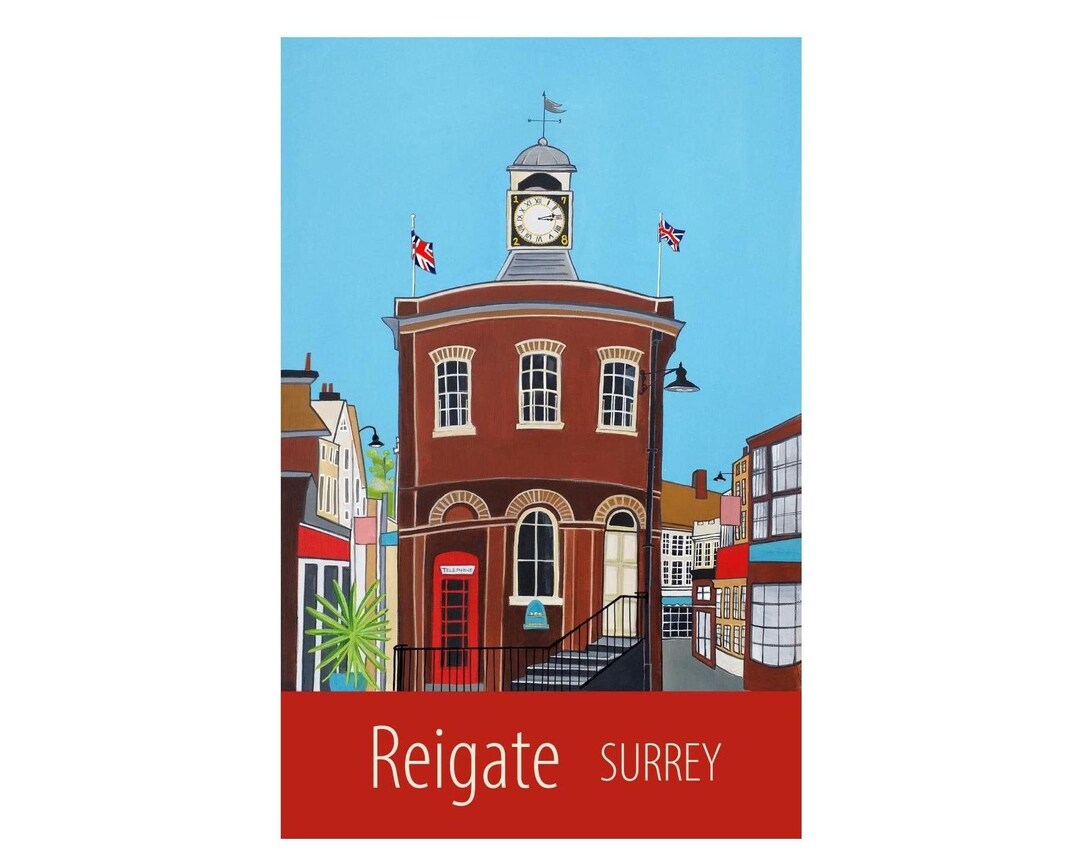 Reigate Travel Poster Print by Susie West - Etsy