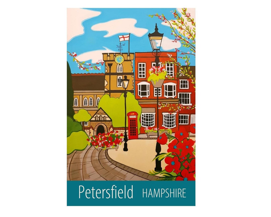 Petersfield Hampshire travel poster print por Susie West / signed wall ...